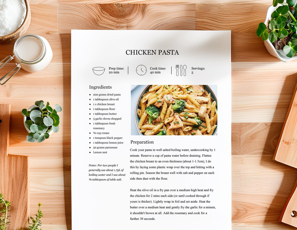 Editable Recipe Template: Printable Recipe Book Page, MS Word & Google ...