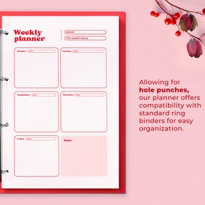 Five Days Weekly Planner the Red Adventure Undated Weekly Planner ...