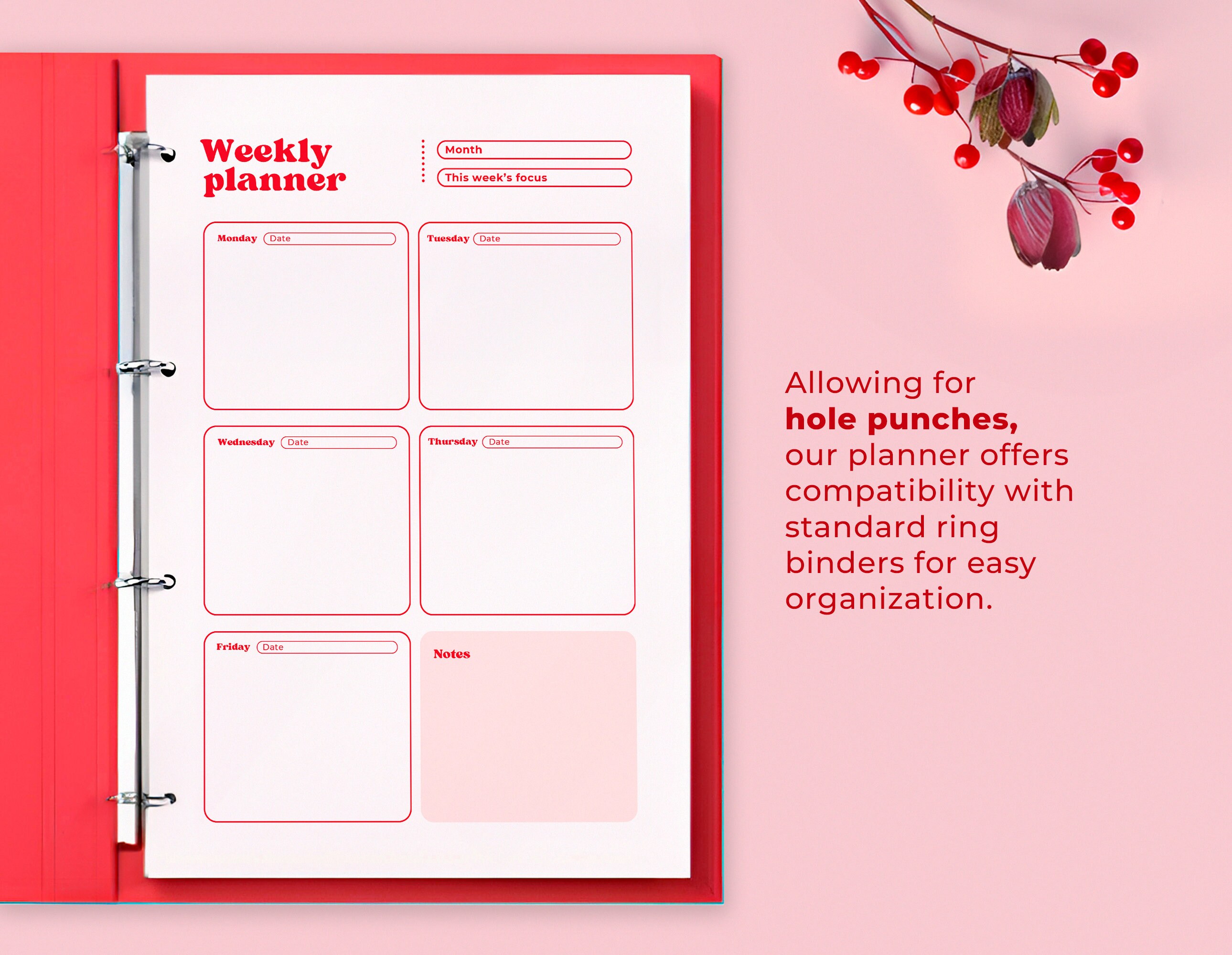 Five Days Weekly Planner the Red Adventure Undated Weekly Planner ...