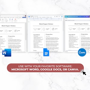 Editable Recipe Template - Google Docs, MS Word and Canva Recipe ...