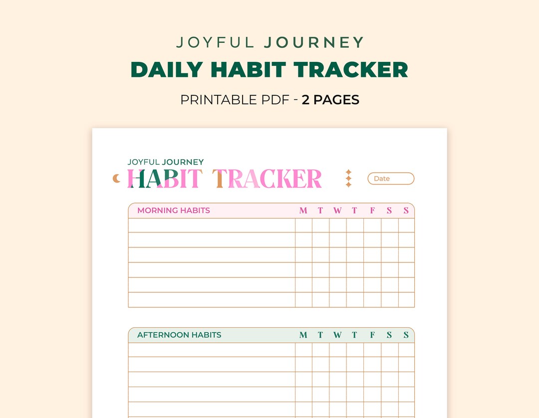 Daily Habit Tracker Joyful Journey Daily Routine Planner, Routine ...
