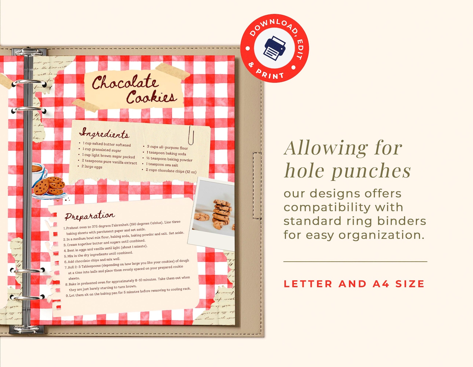 Vintage Scrapbook Recipe Template, Family Cookbook Page (canva Template ...