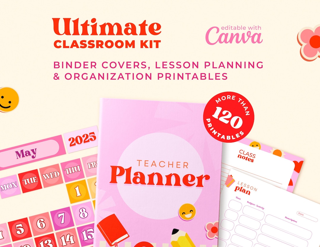 Ultimate Classroom Undated Lesson Planner | Binder Cover & Spines ...