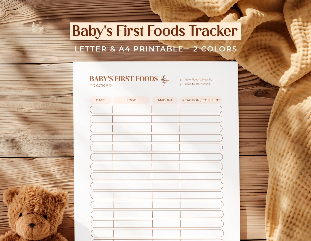 Baby's First Foods Tracker | Baby Food Log, Baby Food Diary, Solid Food ...