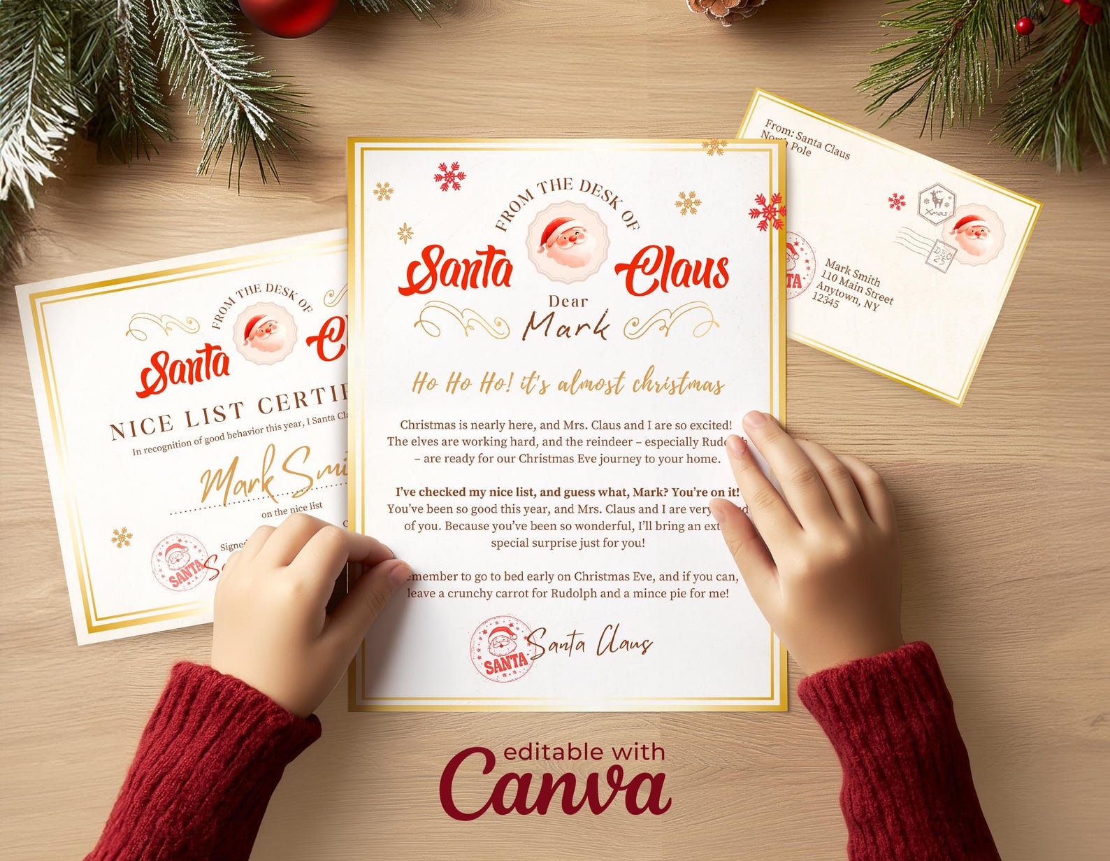 Editable Letter From Santa Personalized With Canva, Nice List ...