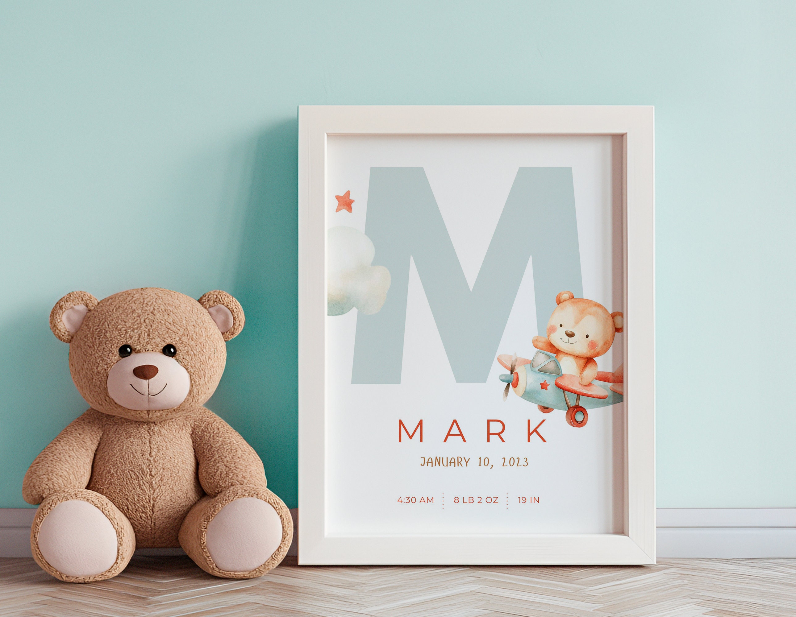 Minimalist New Baby Birth Stats Personalized With Canva Printable ...