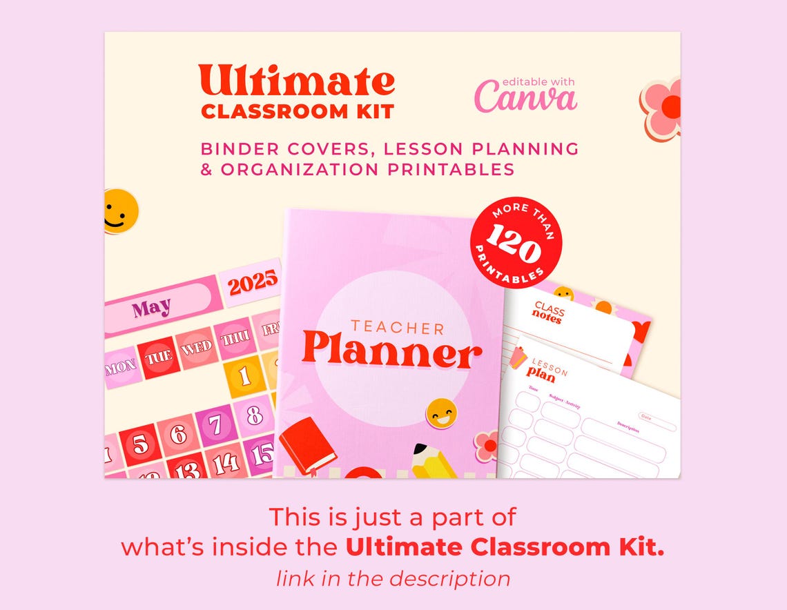 Pink Retro Teacher Gradebook & Attendance Tracker Printable PDF ...