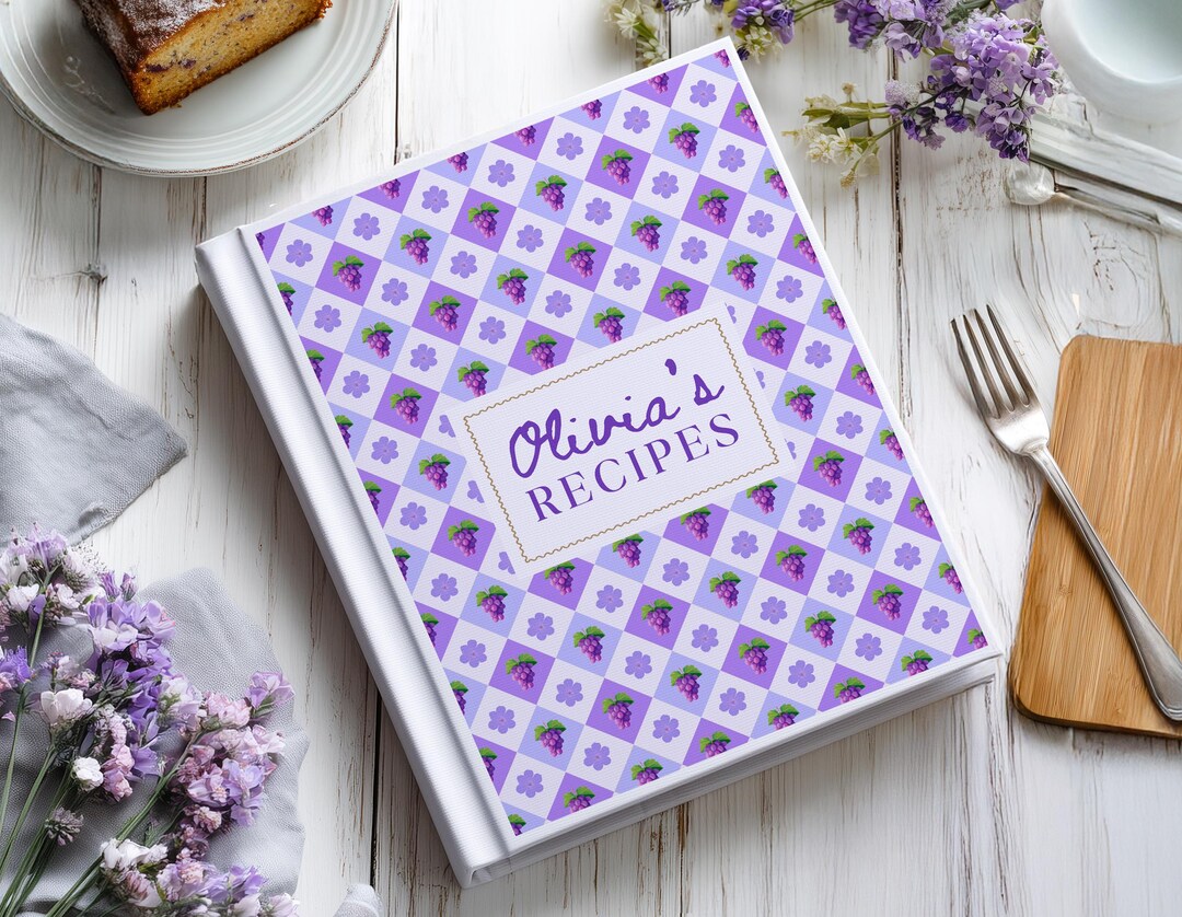 Cottagecore Purple Recipe Book Cover, Editable Vintage Farmhouse Binder ...