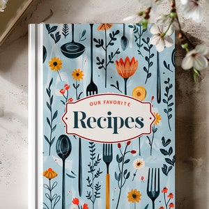 Recipe Binder Cover | Kitchen and Flowers Kit, Recipe Book Cover ...