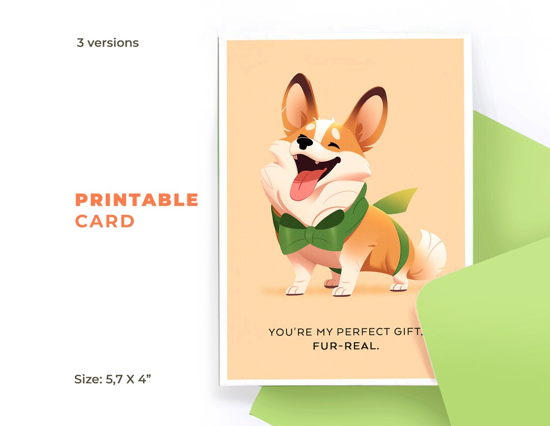 Happy Corgi Dog Printable Card Collection For, Valentine's Day ...