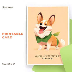 Happy Corgi Dog Printable Card Collection For, Valentine's Day ...