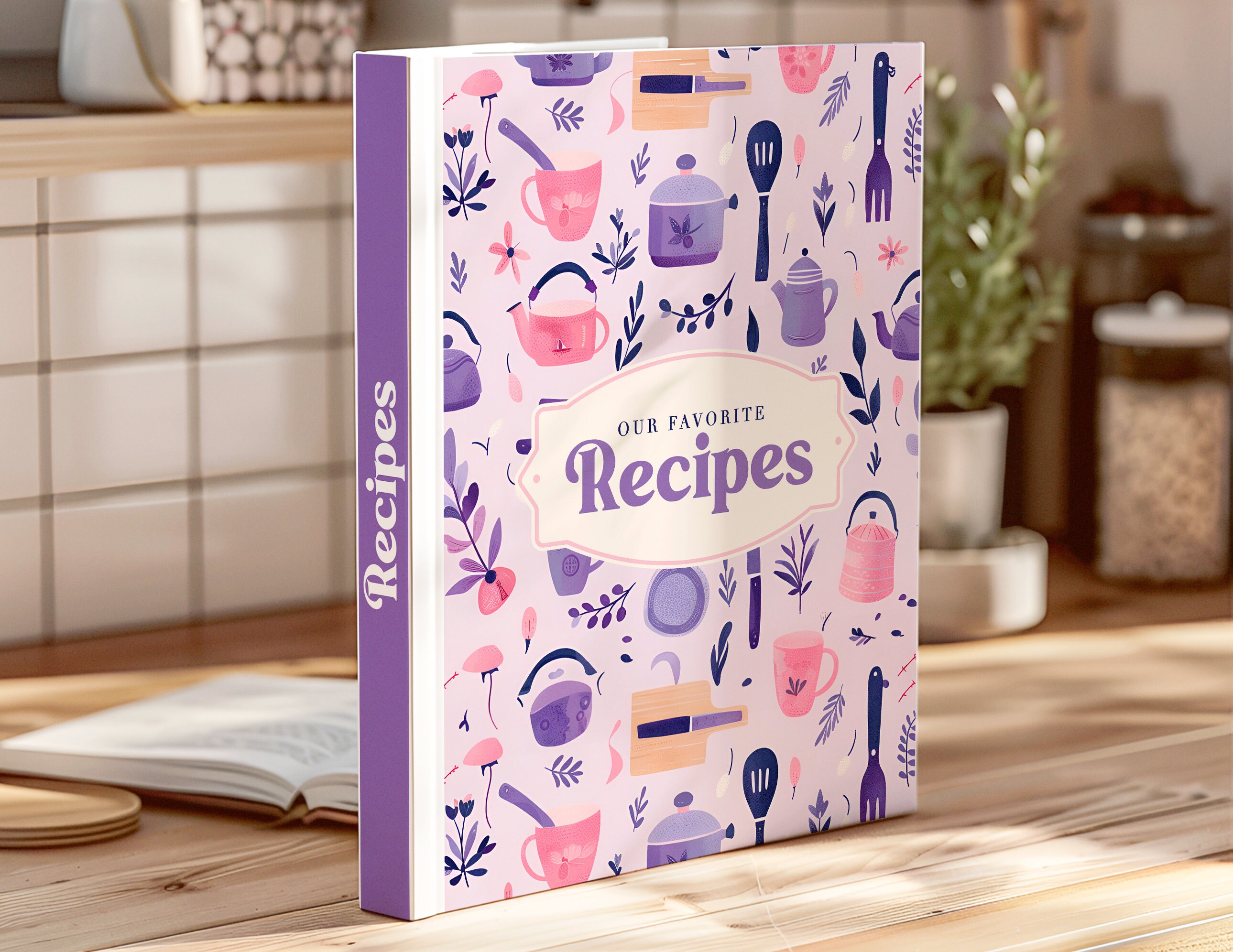 Purple Recipe Binder Cover: Canva Template and PDF (digital Download ...