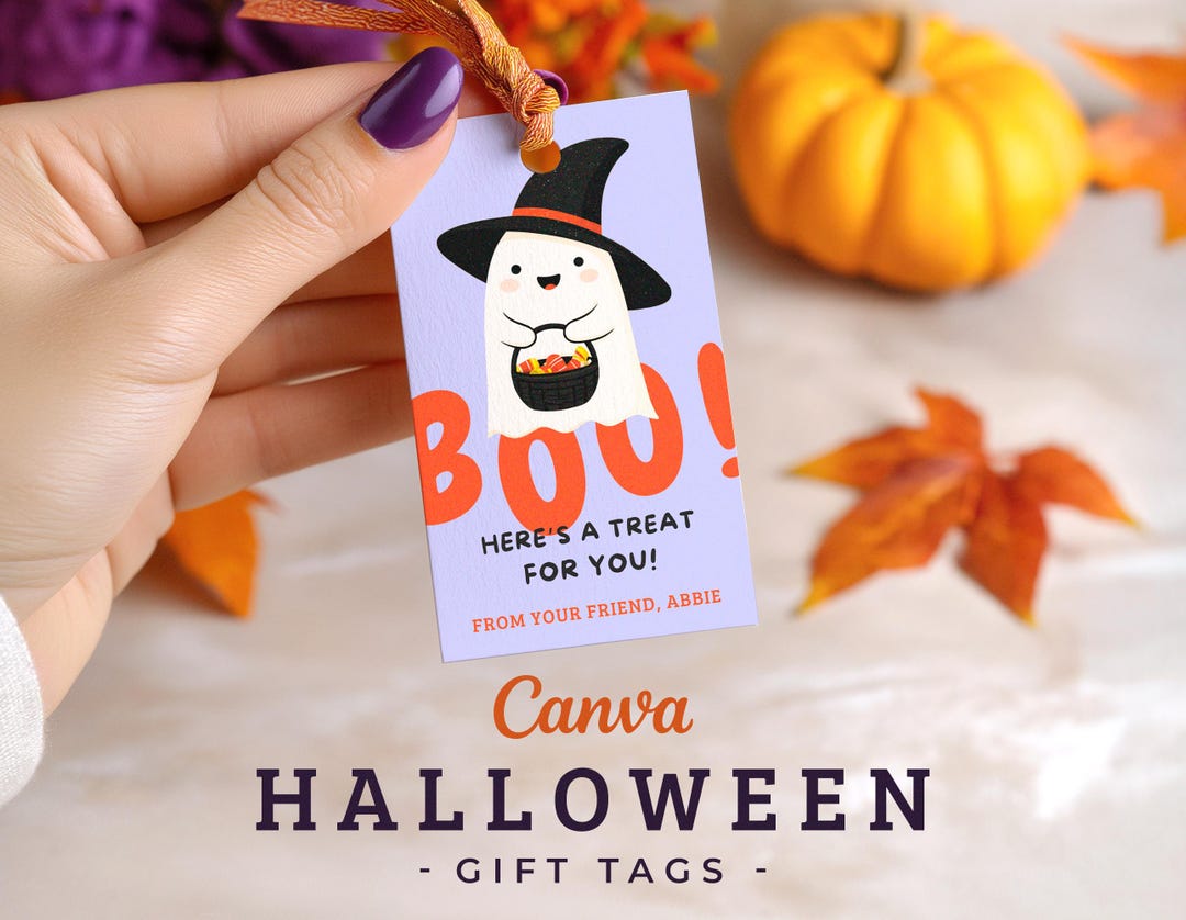 Editable Cute Boo Ghost Gift Tag | Printable Halloween Treat Tag, Trick ...
