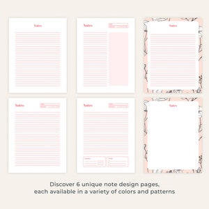 Printable Minimal Flowers Notes Page, Notes Template, Note Taking ...