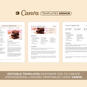 Canva Recipe Editable Minimalist Template | Printable Recipe, Editable ...