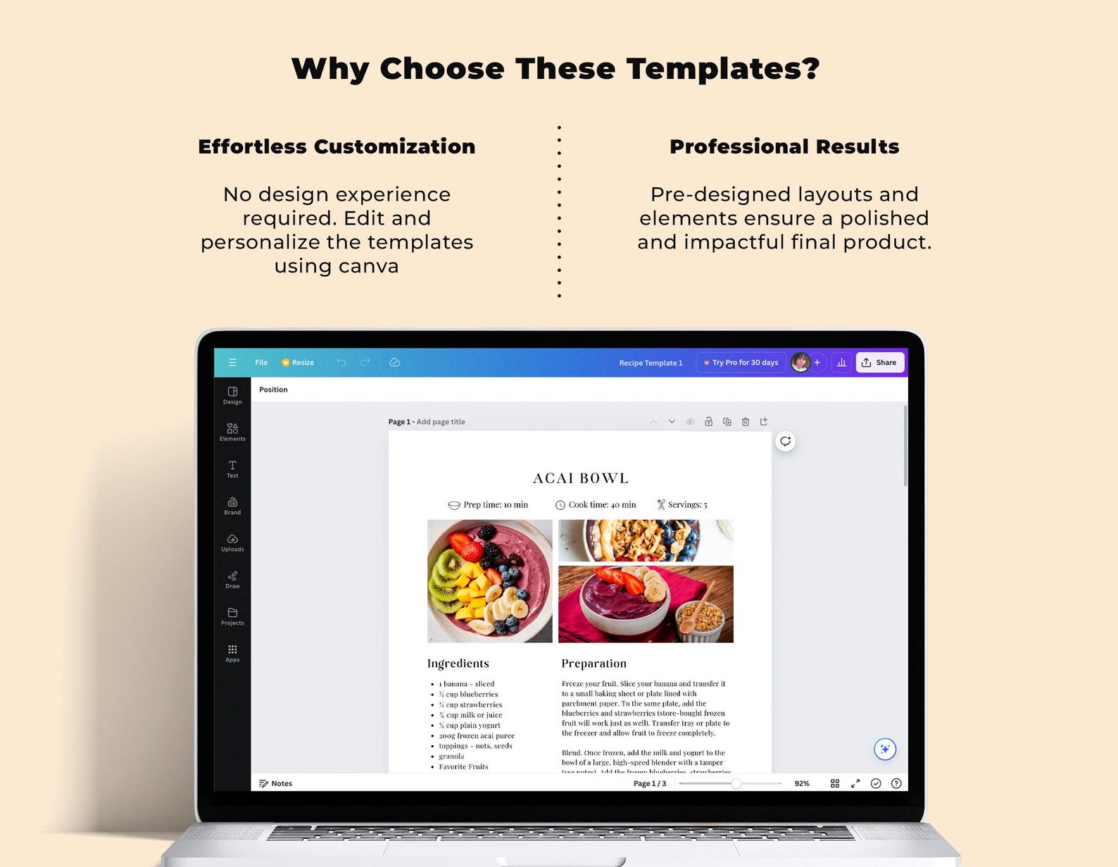 Editable Canva Recipe Template Printable Minimalist Recipe, Editable ...