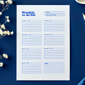 Weekly to Do List the Blue Adventure Undated Planner Task List, Work ...