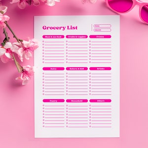 Grocery List the Pink Adventure Grocery Planner, Food Shopping List ...