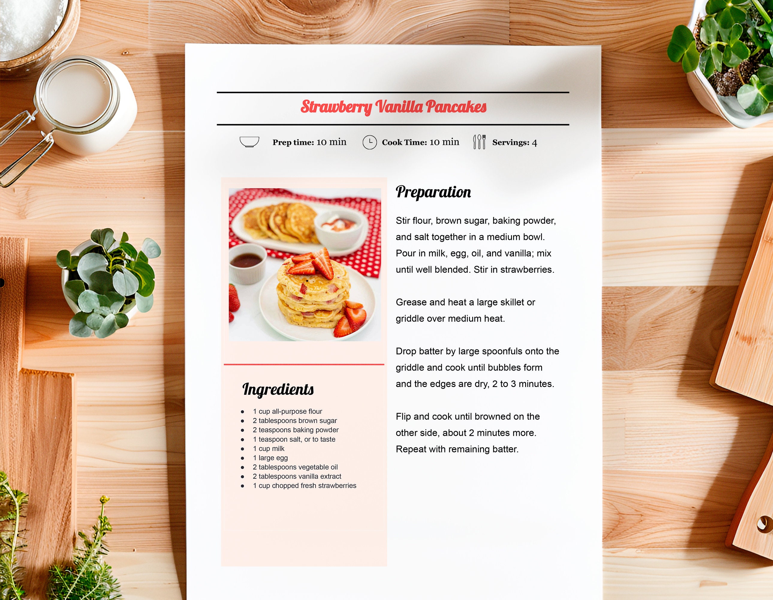 Editable Recipe With MS Word and Google Docs Recipe Template, Printable ...