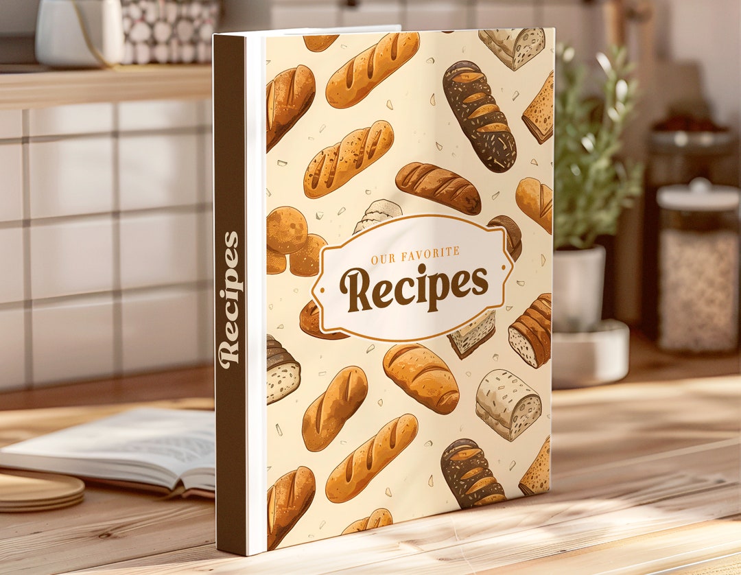 Recipe Binder Cover + Bonus Recipe Template - Bread Binder Kit, Recipe ...