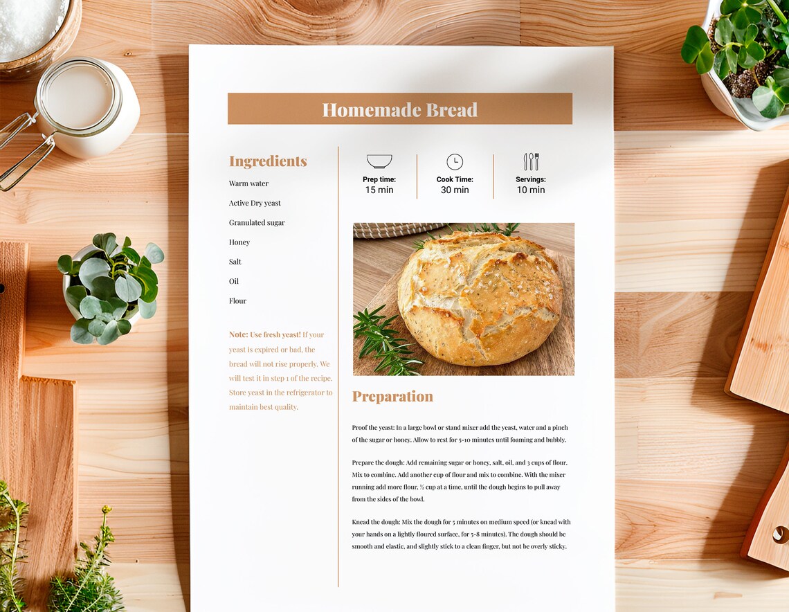 Editable Recipe With MS Word and Google Docs Recipe Template, Printable ...