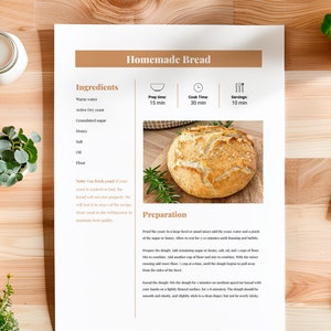 Editable Recipe With MS Word and Google Docs Recipe Template, Printable ...
