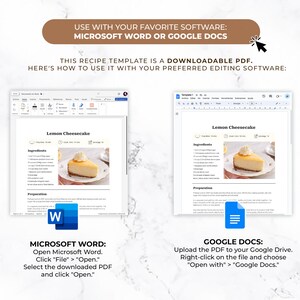 Printable Recipe Template: Editable Recipe Book Page, MS Word & Google ...