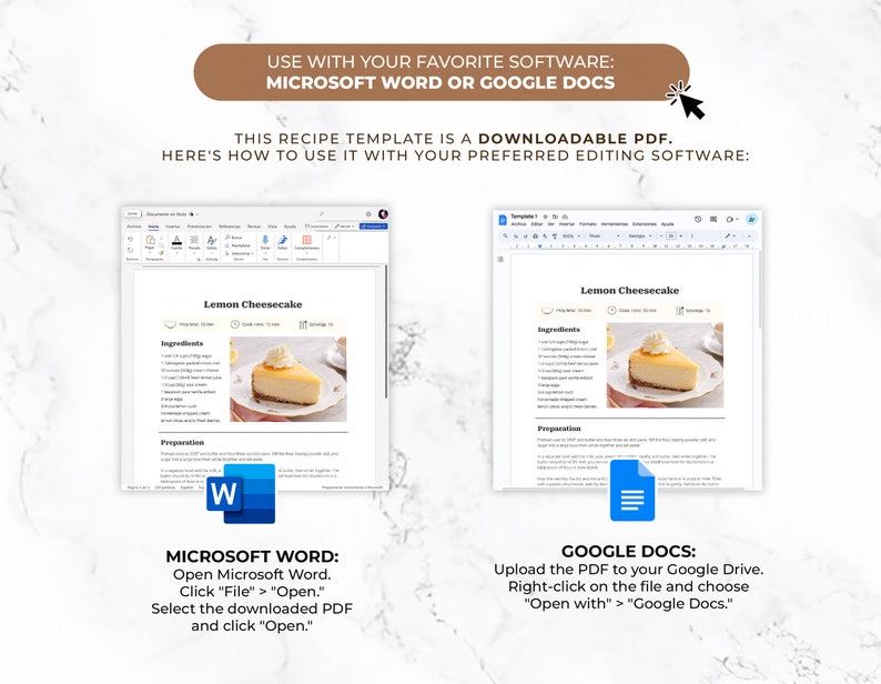 Printable Recipe Template: Editable Recipe Book Page, MS Word & Google ...