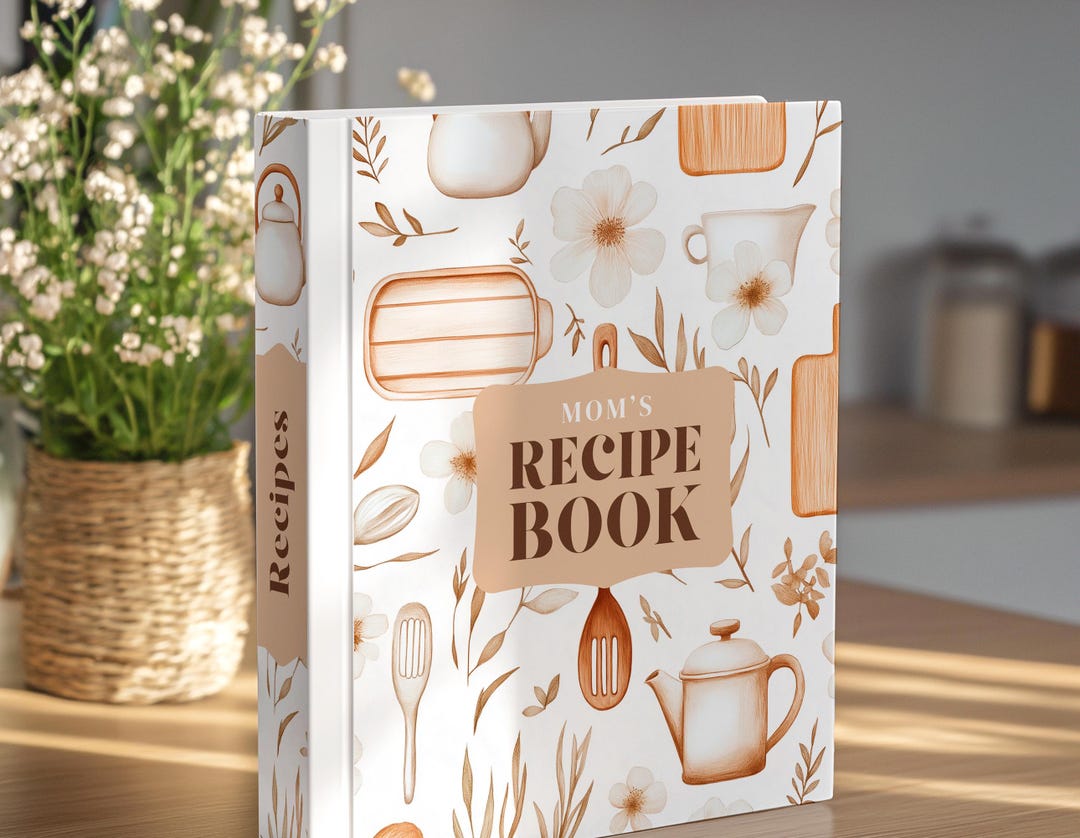 Mom’s Recipe Book Cover | Kitchen Elements Recipe Binder Cover, Family ...