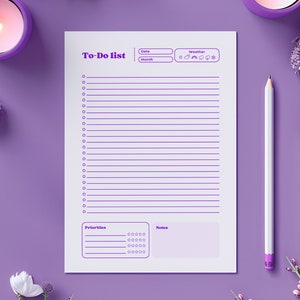 To Do List the Purple Adventure Undated Planner Task List, Cleaning ...