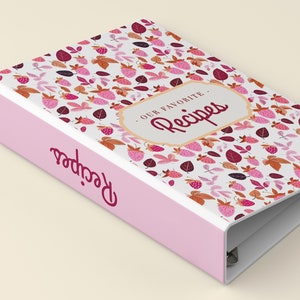 Recipe Binder Cover + Bonus Recipe Template - Pink Strawberry Design ...