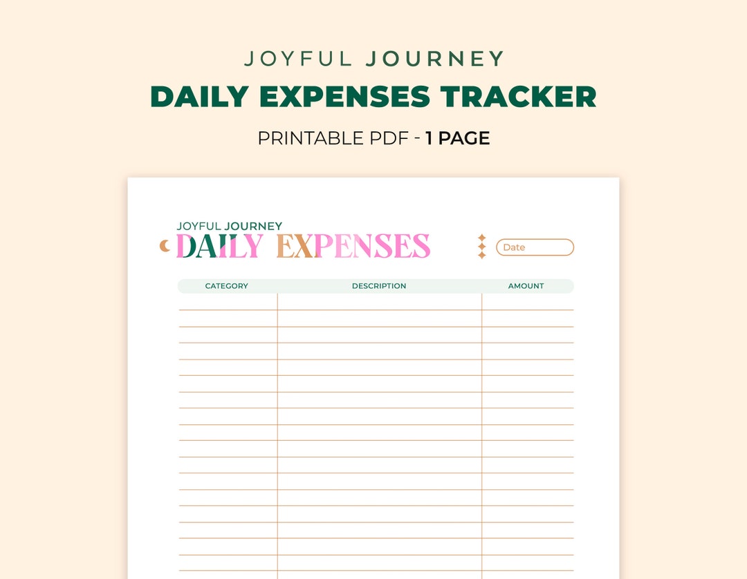 Daily Expenses Tracker Joyful Journey, Spending Tracker, Budget Tracker ...