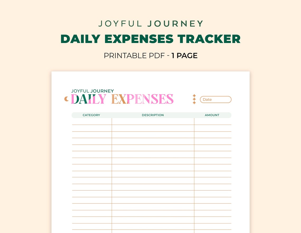 Daily Expenses Tracker Joyful Journey, Spending Tracker, Budget Tracker ...