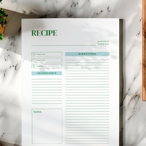 Colorful Recipe Page Printable, Recipe Book Template Printable, Blank ...