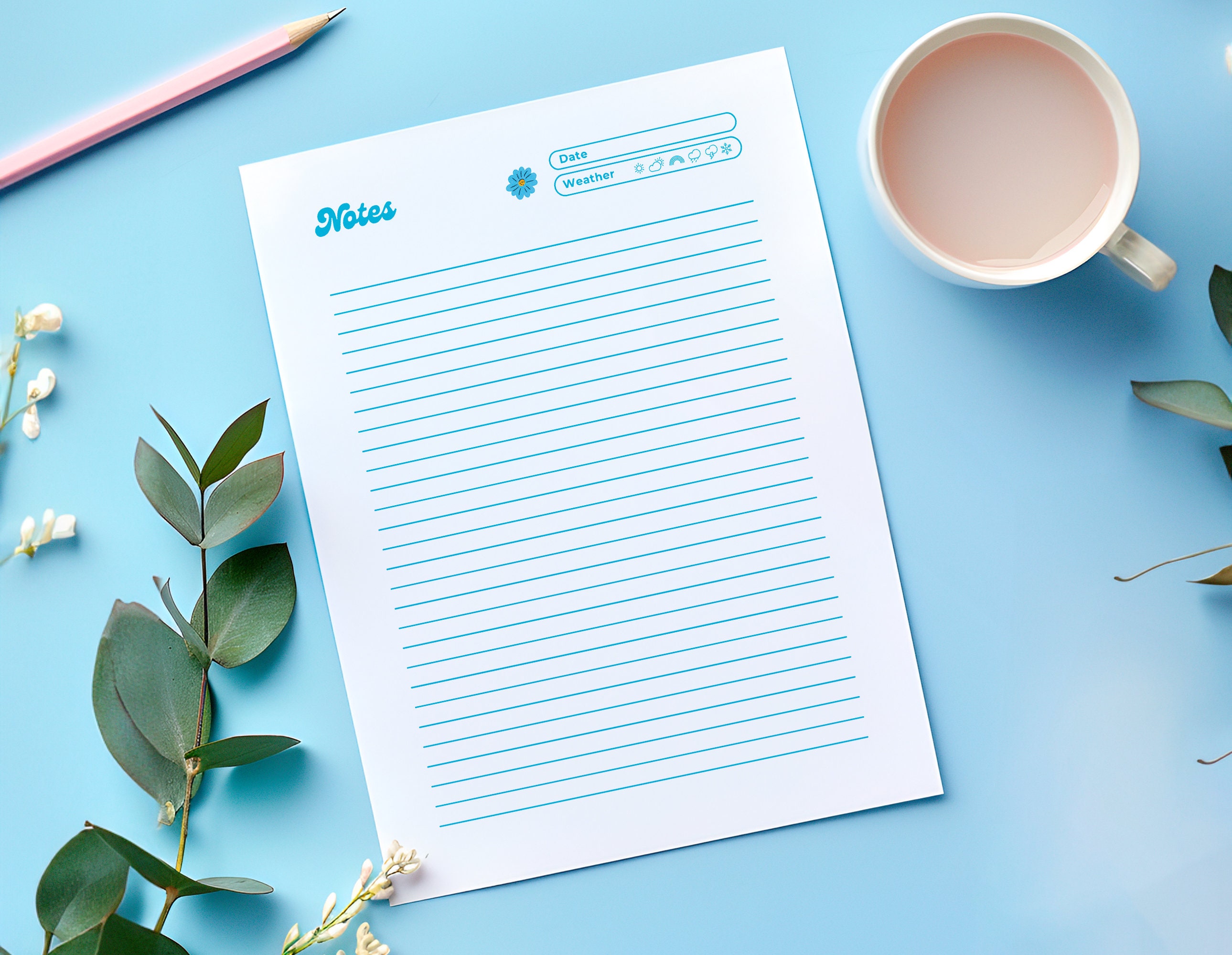 Printable Retro Notes Page: Groovy Note-taking Template Letter PDF ...