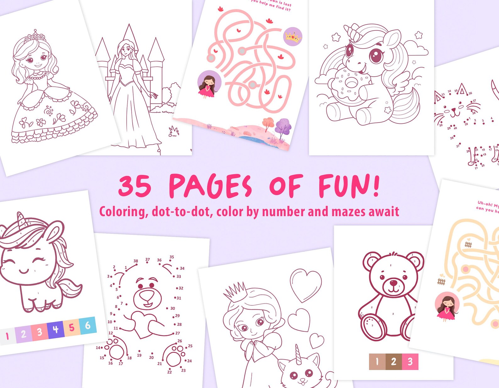 Magical Busy Book Printable Princess & Unicorn Activities for Girls ...