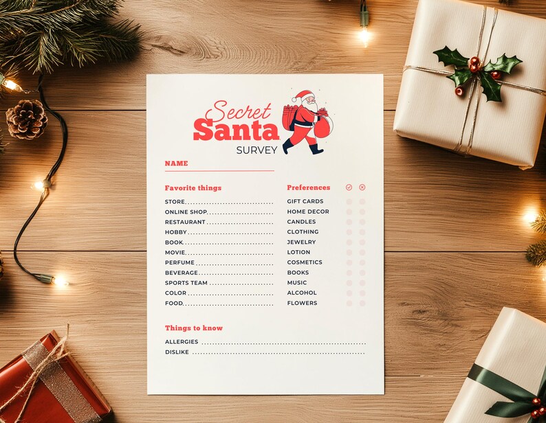 Simple Secret Santa Survey Bundle Kit Christmas Coworker & Family Gifts ...