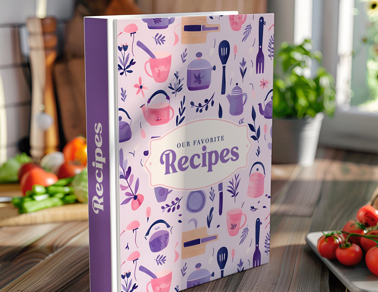Purple Recipe Binder Cover: Canva Template and PDF (digital Download ...