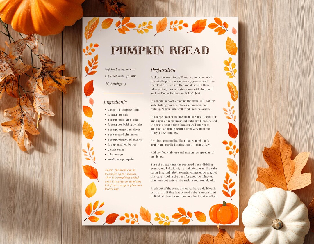 Vintage Thanksgiving Recipe Template: Editable Canva Autumn Cookbook ...