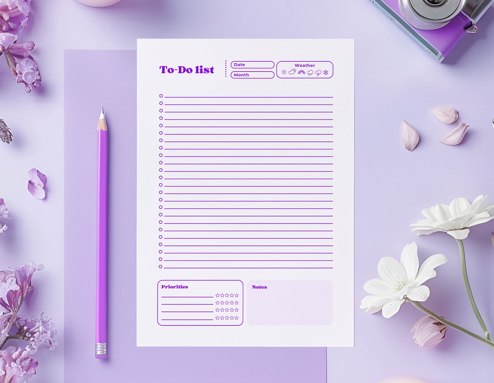 To Do List the Purple Adventure Undated Planner Task List, Cleaning ...