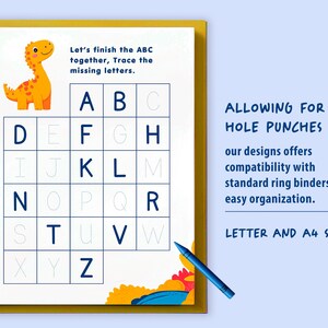 Dinosaur Alphabet Busy Book: Tracing & Learning Activities, Printable ...