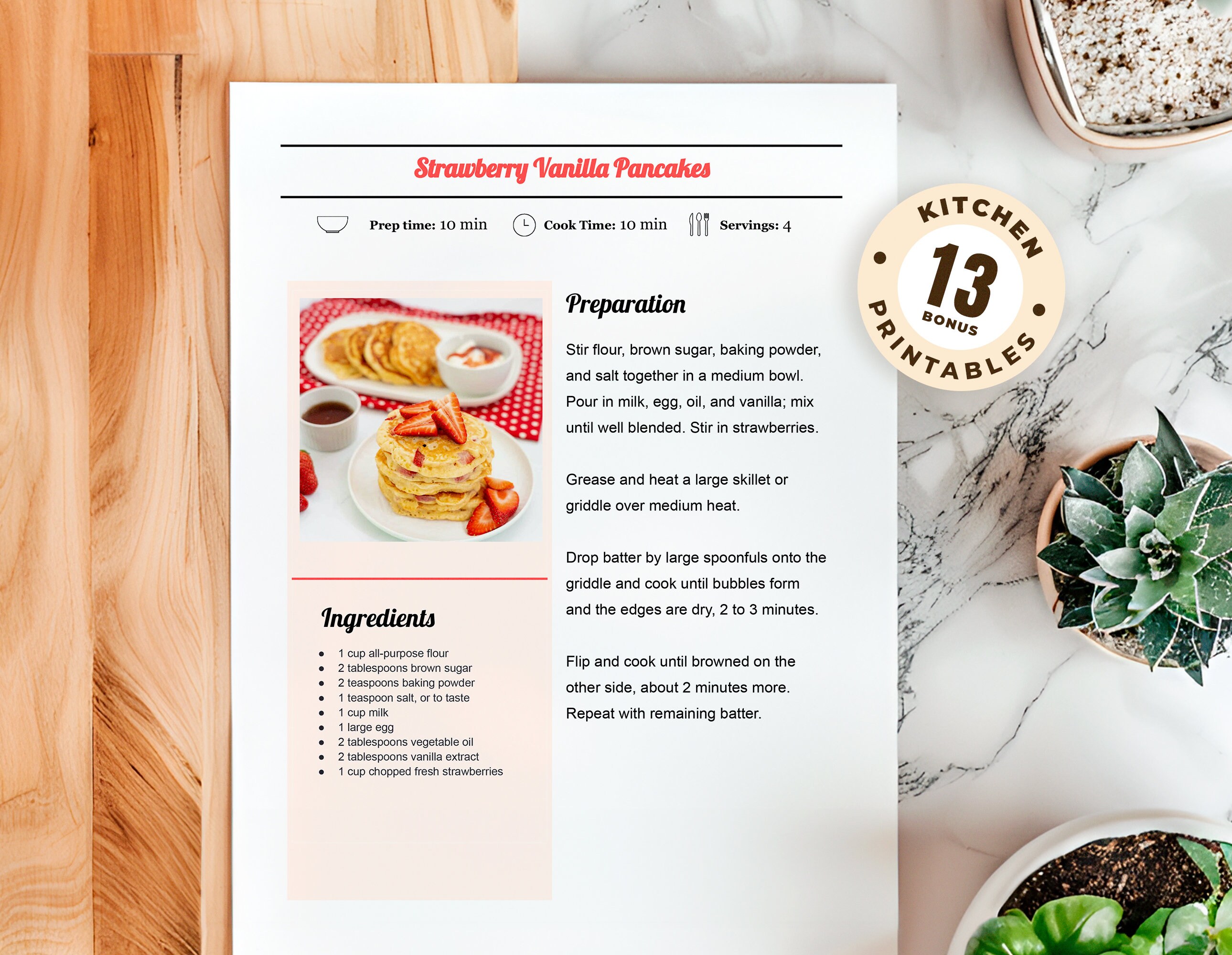 Editable Recipe With MS Word and Google Docs Recipe Template, Printable ...