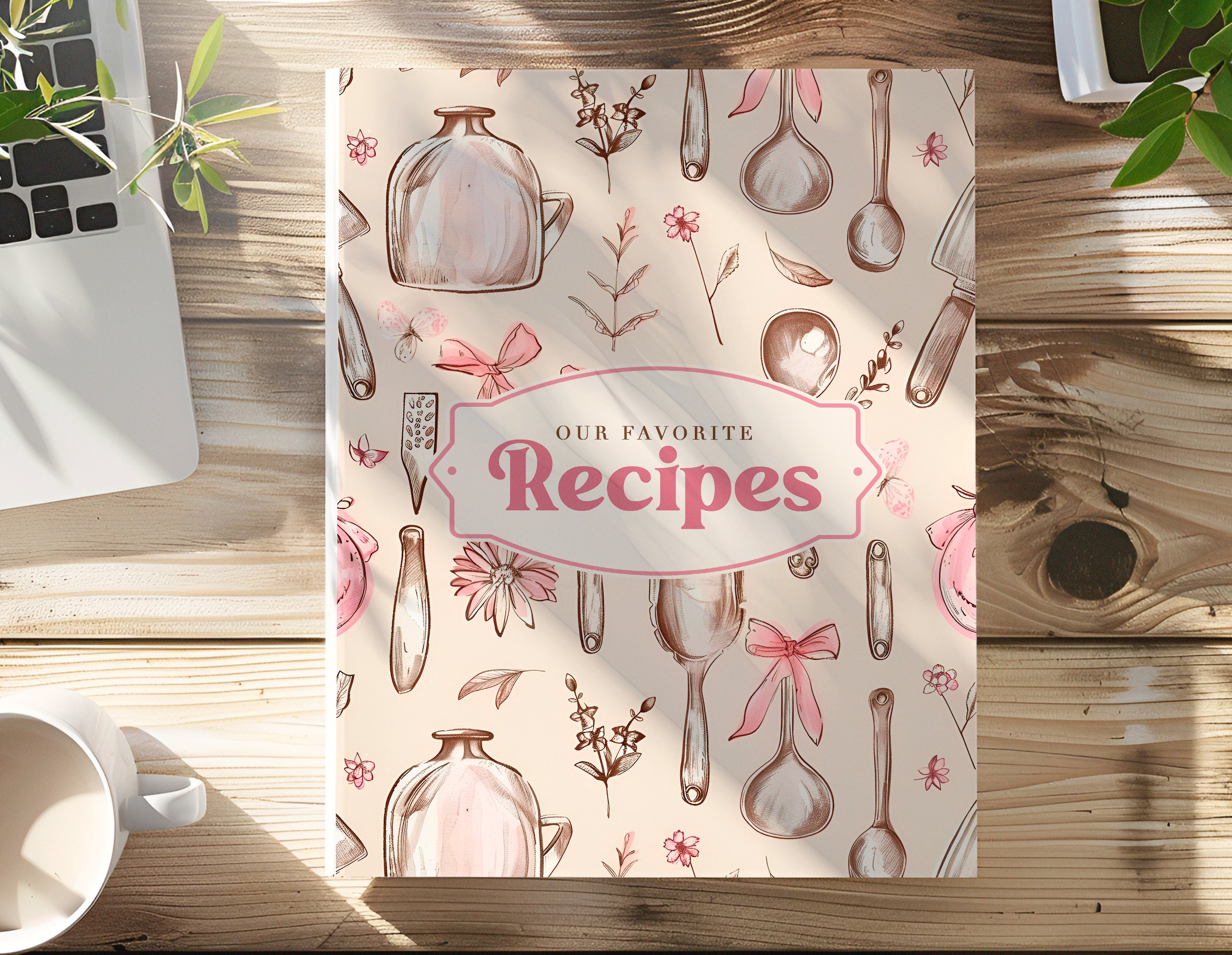 Recipe Binder Cover + Bonus Recipe Template - Coquette Binder Kit ...