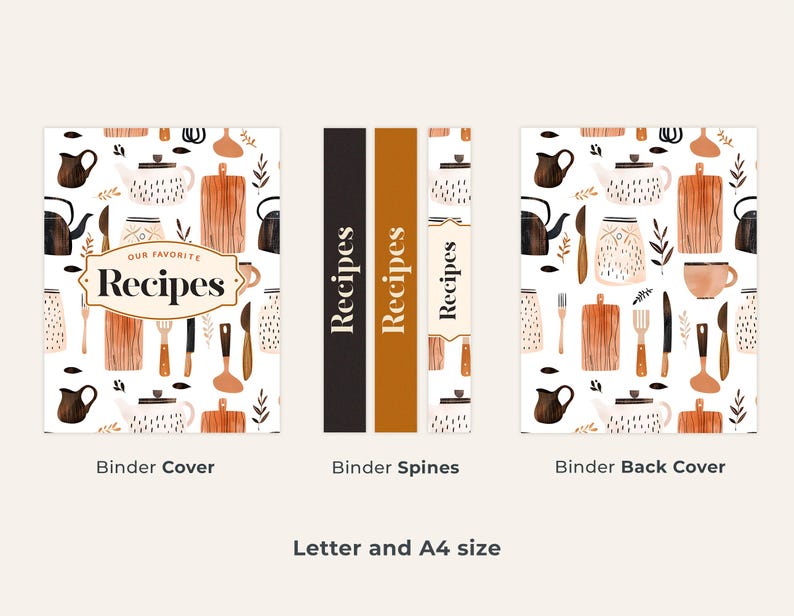 Kitchen Design Recipe Binder Cover: Canva Template and PDF (digital ...