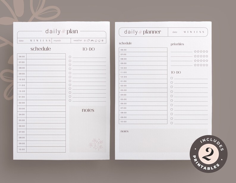 Natural Aesthetic Daily Planner With Schedule, Date and Weather, Notes ...