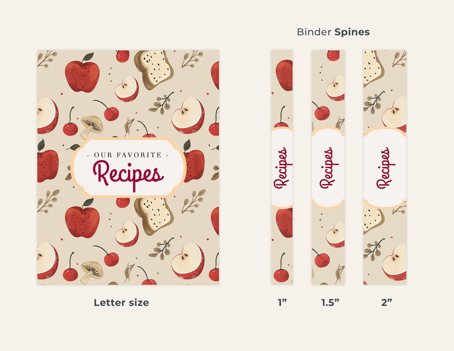 Recipe Binder Cover + Bonus Recipe Template - Apple Design Binder Kit ...