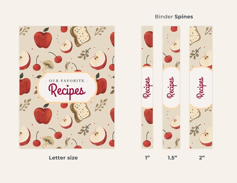 Recipe Binder Cover + Bonus Recipe Template - Apple Design Binder Kit ...