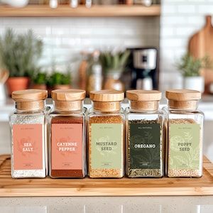 Personalized Modern Spice Jar Labels With Canva | Customizable Pantry ...