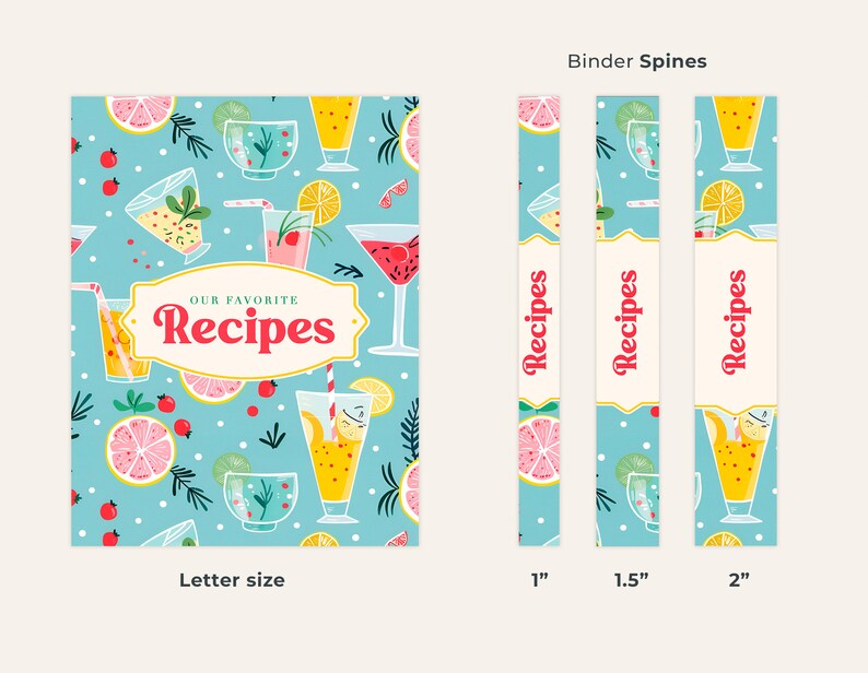 Recipe Binder Cover + Bonus Recipe Template - Girly Cocktails Binder ...