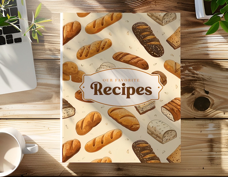 Recipe Binder Cover + Bonus Recipe Template - Bread Binder Kit, Recipe ...